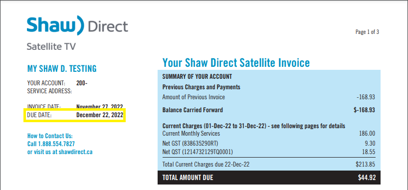 Shaw Direct Billing Frequently Asked Questions
