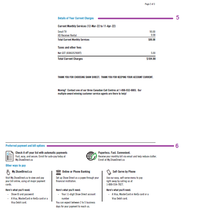 Your Shaw Direct Bill Explained
