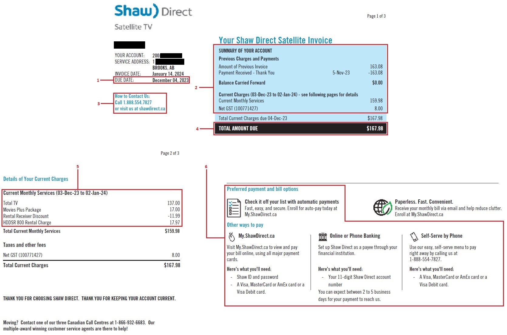 Your Shaw Direct Bill Explained